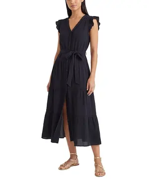 CHANGE OF SCENERY Emily Cotton Cover-up V-neck Dress - Black