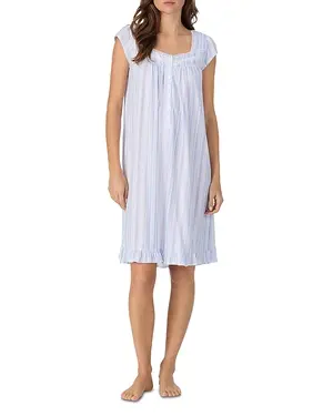 Eileen West Short Nightgown - White/blue