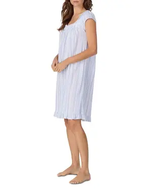 Eileen West Short Nightgown - White/blue
