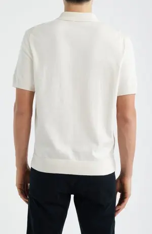 Bugatchi Quarter Zip Cotton Blend Polo Sweater