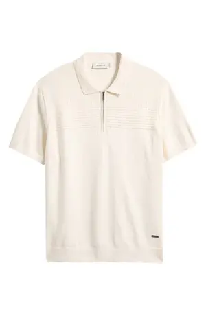 Bugatchi Quarter Zip Cotton Blend Polo Sweater