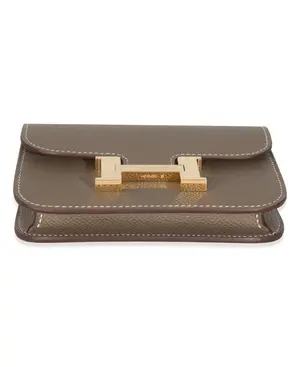Hermès Constance Slim Wallet Leather Handbag - Grey