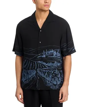 Hugo Espino Landscape Graphic Short Sleeve Shirt - Black
