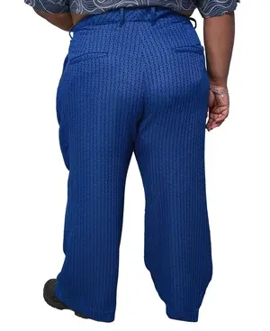 WILDFANG Empower Jacquard Wide Leg Trouser - Cobalt Blue