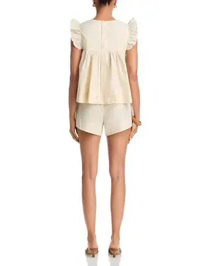 Aqua Poplin Elasticized Shorts