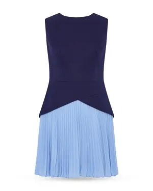 MILLY Haddy Pleated Dress - Navy