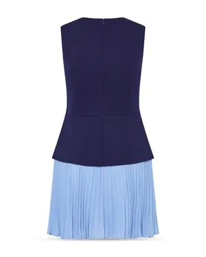 MILLY Haddy Pleated Dress - Navy