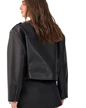 Nasty Gal Belted Faux Leather Biker Jacket