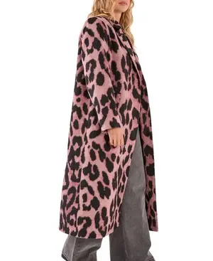Nasty Gal Leopard Print Wool Blend Tailored Coat