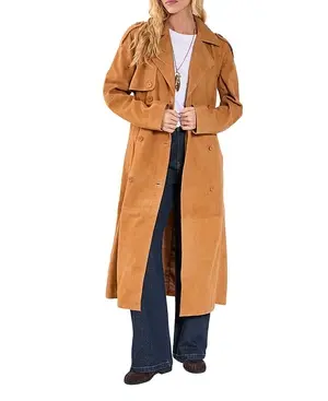 Nasty Gal Real Suede Trench Coat - Tan