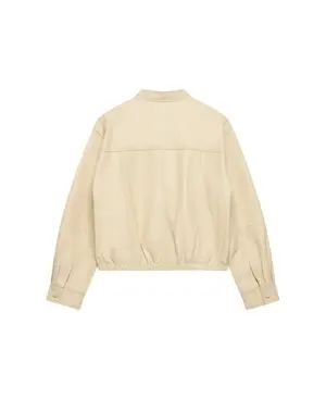 Mint Velvet Leather Cropped Bomber Jacket