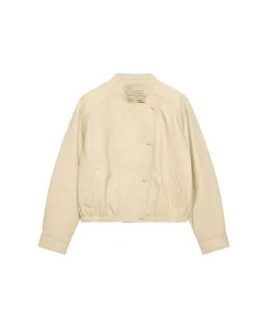Mint Velvet Leather Cropped Bomber Jacket