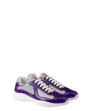 Prada Patent Leather And Technical Fabric America's Cup Sneakers - Purple