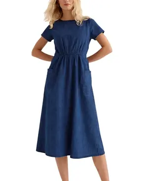 SEASALT CORNWALL Seasalt Cornwall Checked Midi Dress Mid Wash