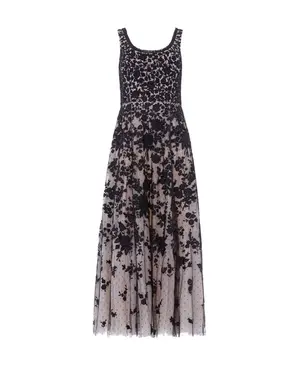 NEEDLE & THREAD Rosa Scoop Neck Ankle Gown - Graphite/opal