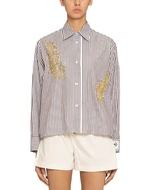 DES_PHEMMES Embroidered Shirt - Vanilla/chocolate