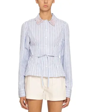 DES_PHEMMES Petite Classic Shirt - Blueberry/pink