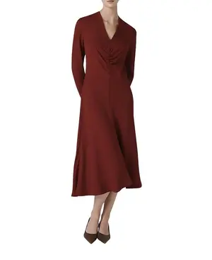GHOST LONDON Cecelia Crepe Midi Dress - Berry