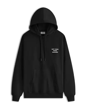 Drole De Monsieur Slogan Drawstring Hoodie - Black