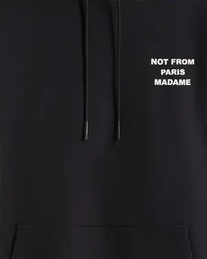 Drole De Monsieur Slogan Drawstring Hoodie - Black