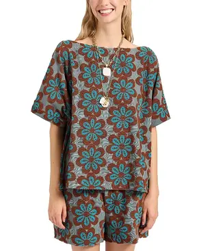 La DoubleJ Printed Meditation Tee - Caper Rust