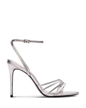 BLACK SUEDE STUDIO Ella 100 Strappy Leather Sandals - Silver