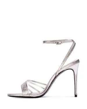 BLACK SUEDE STUDIO Ella 100 Strappy Leather Sandals - Silver