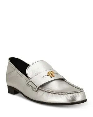 Versace Leather Loafers - Silver Versace