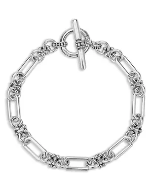 Lagos Sterling Signature Caviar Oval & Round Link Bracelet - Silver