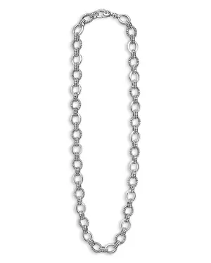 Lagos Sterling Signature Caviar Oval Fluted Link Necklace
