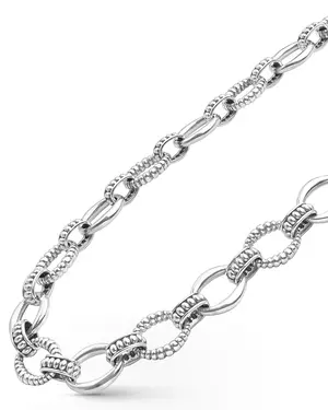 Lagos Sterling Signature Caviar Oval Fluted Link Necklace