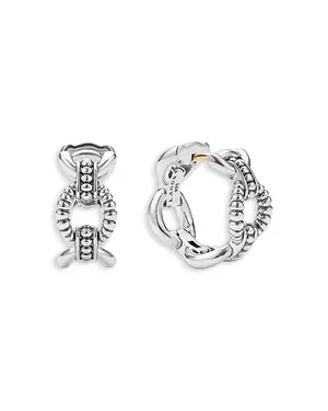 Lagos Sterling Caviar Link Hoop Earrings - Silver
