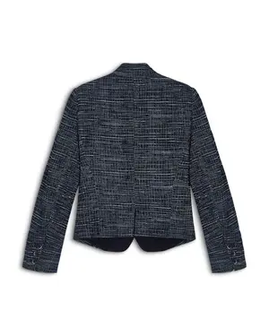 Emporio Armani Stand Collar Curved Hem Jacket - Denim