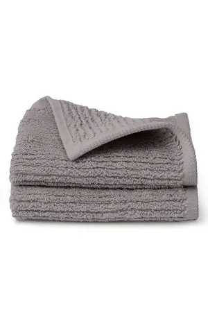 BOLL & BRANCH Set Of 2 Ribbed Organic Cotton Washcloths - Stone
