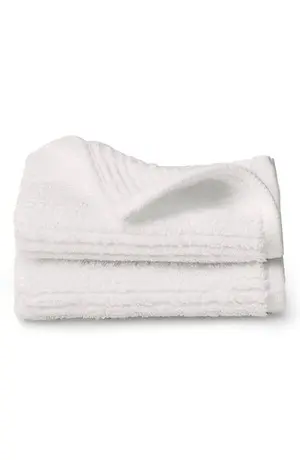 BOLL & BRANCH Set Of 2 Ribbed Organic Cotton Washcloths - White