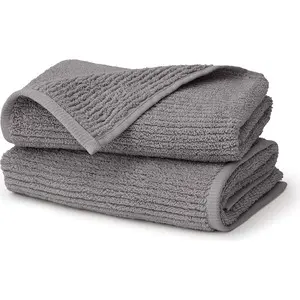 BOLL & BRANCH Set Of 2 Ribbed Organic Cotton Hand Towels - Stone