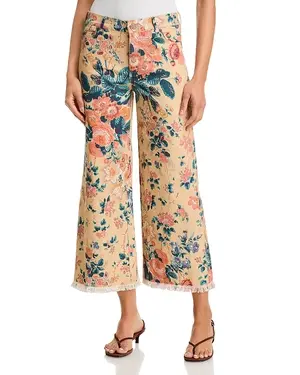 Kobi Halperin Anne" Floral Print Wide Leg Cropped Pants - Chai Multi