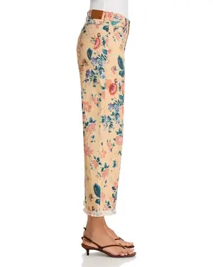 Kobi Halperin Anne" Floral Print Wide Leg Cropped Pants - Chai Multi
