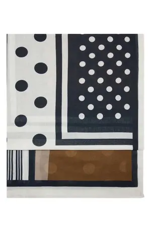 Mango Eyelash Fringe Print Scarf Brown