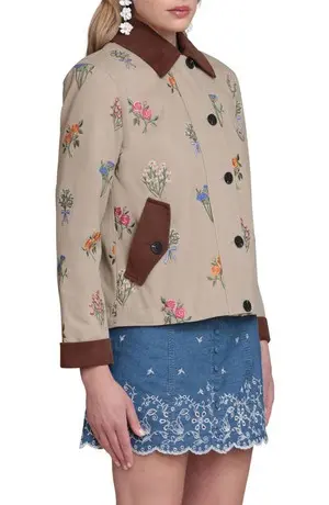 Avec Les Filles Embroidered Floral Cotton Chore Jacket