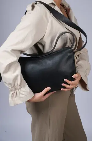ECOTORIE Peggy Leather Shoulder Bag - Black