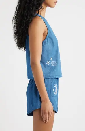 Rip Curl Catalina Island Denim Button-up Sleeveless Top