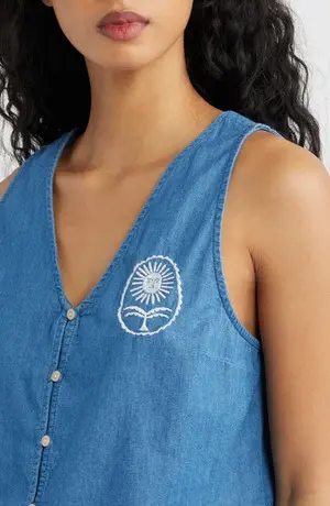 Rip Curl Catalina Island Denim Button-up Sleeveless Top
