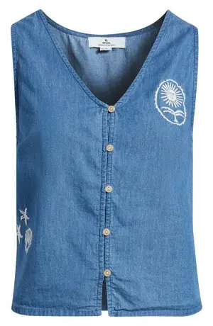 Rip Curl Catalina Island Denim Button-up Sleeveless Top