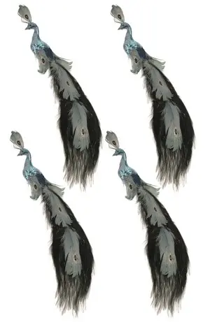 MARK ROBERTS Glittered Peacock Ornaments - Turquoise