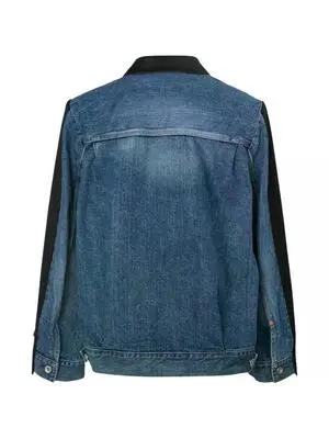 Sacai Double-breasted Denim-panel Jacket - Blue