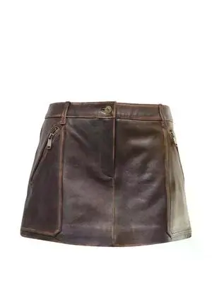 Michael Kors Paneled Leather Mini Skirt