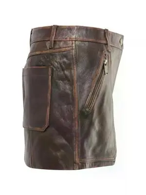 Michael Kors Paneled Leather Mini Skirt