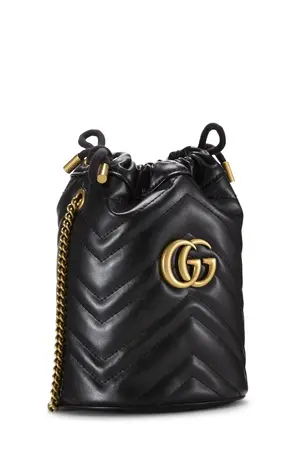 Gucci Leather Gg Marmont Bucket Bag