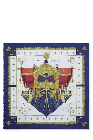 Hermès Multicolor 'la Reale Vue Du Carrosse De La Galère' Silk Scarf 90 - Blue